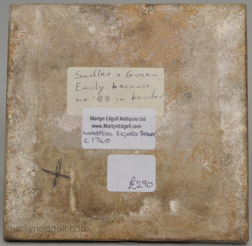 Liverpool delft tile decorated with a signed Sadler print, circa 1760 ...