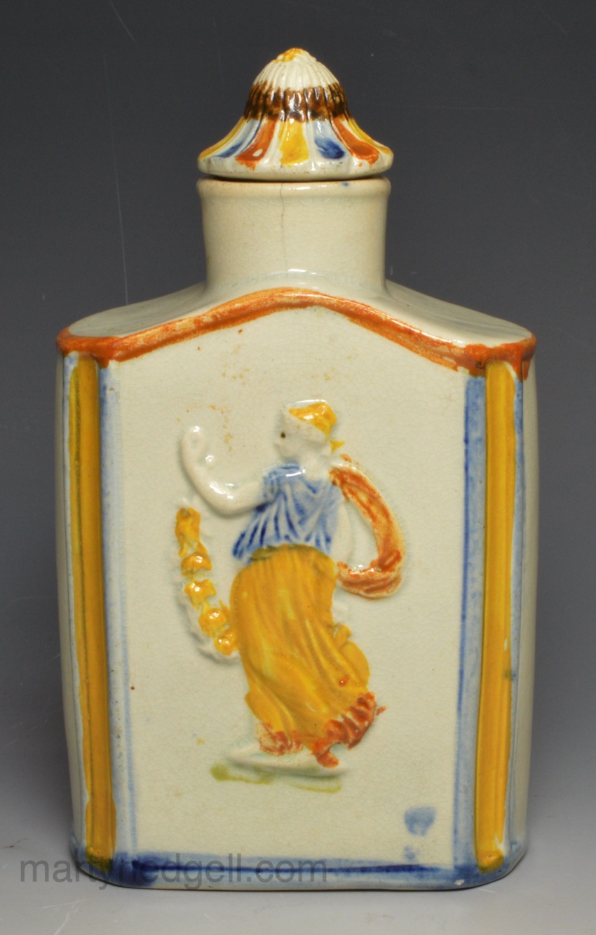 Prattware pottery tea canister decorated with classical lady’s, circa ...