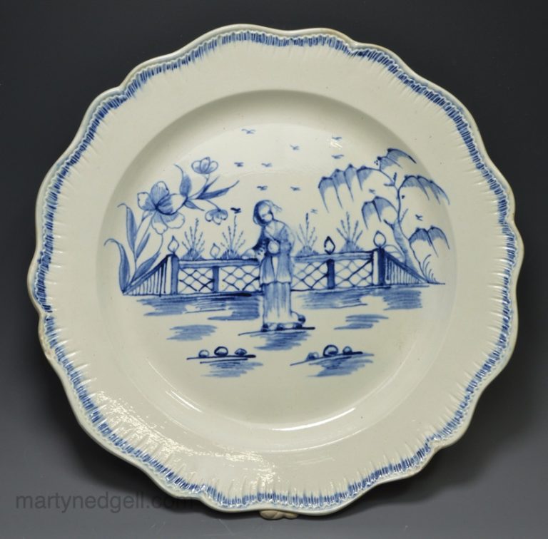 Pearlware pottery plate decorated with blue shell edging, circa 1800 ...